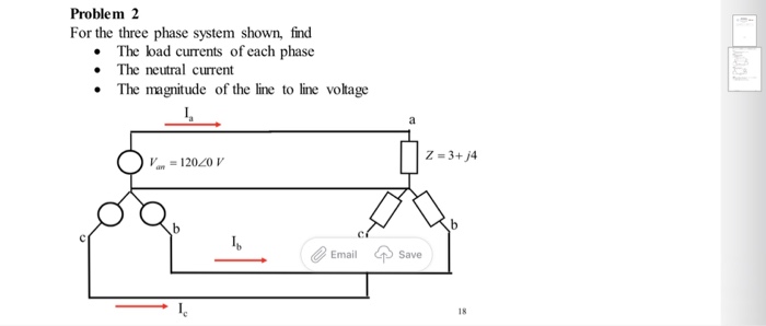 Solved Problem 1 Given a balanced three phase system with | Chegg.com