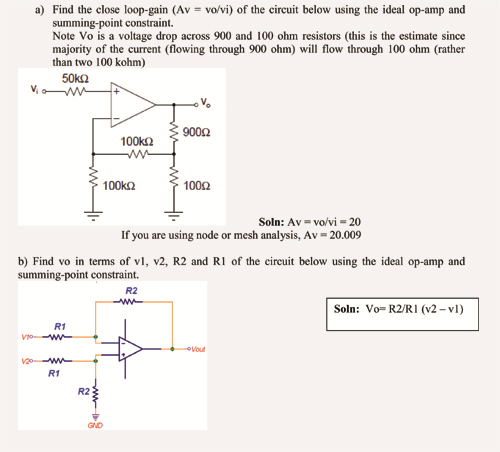 Solved Find the close loop-gain (Av = vo/vi) of the circuit | Chegg.com