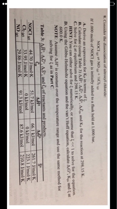 Solved Consider the dissociation of nitrosyl cholride: | Chegg.com