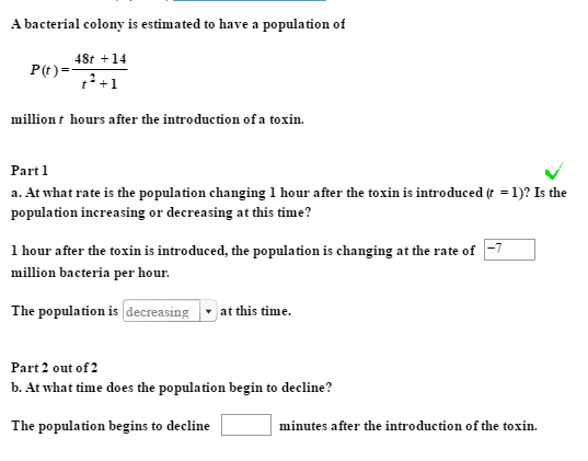 Solved A bacterial colony is estimated to have a population | Chegg.com