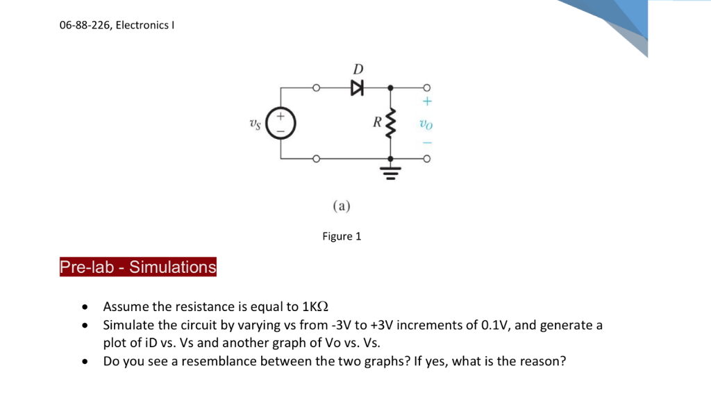 Solved 06-88-226, Electronics l Us Figure 1 Pre-lab - | Chegg.com
