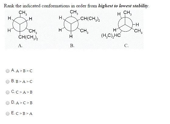 Solved Rank the indicated conformations in order from | Chegg.com