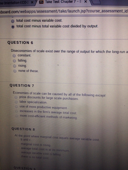 Solved Diseconomies of scale exist over the range of output | Chegg.com
