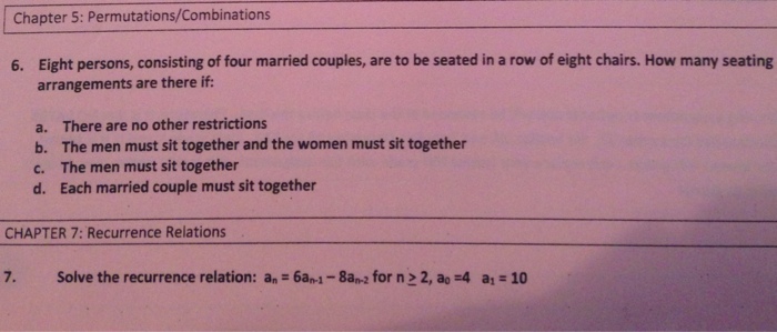 Solved Chapter 5: Permutations/Combinations 6. Eight | Chegg.com