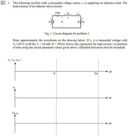 Solved 2 The following rectifier with a sinusoidal voltage | Chegg.com