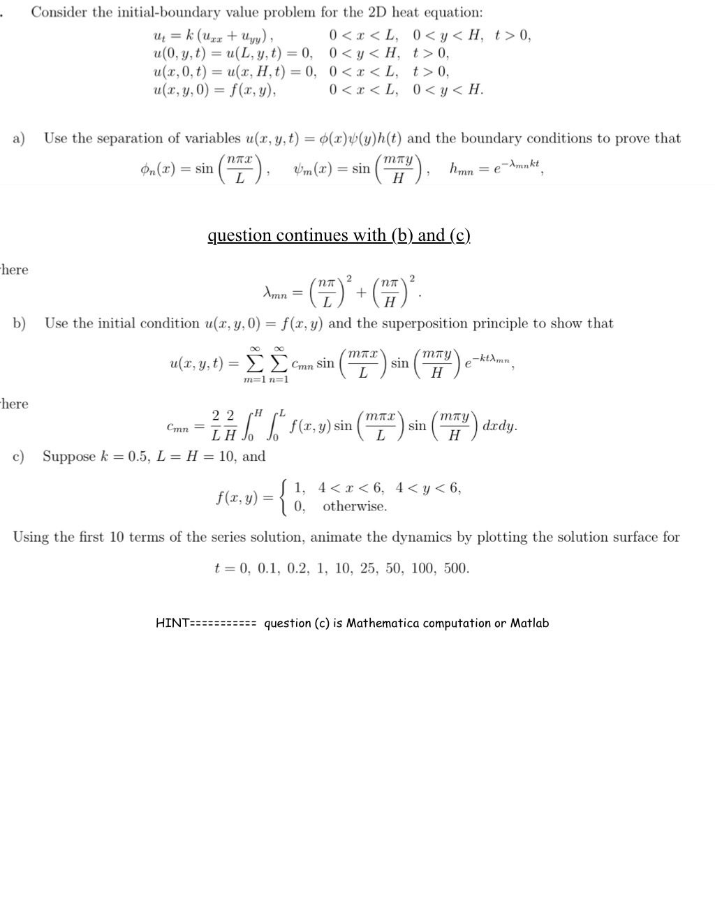 Solved Consider The Initial Boundary Value Problem For The 2