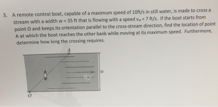 Solved A remote control boat, capable of a maximum speed of | Chegg.com