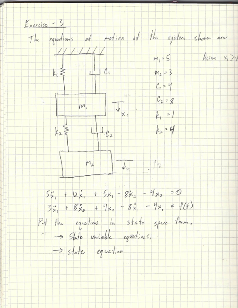Solved Give the equation in state space form using state | Chegg.com