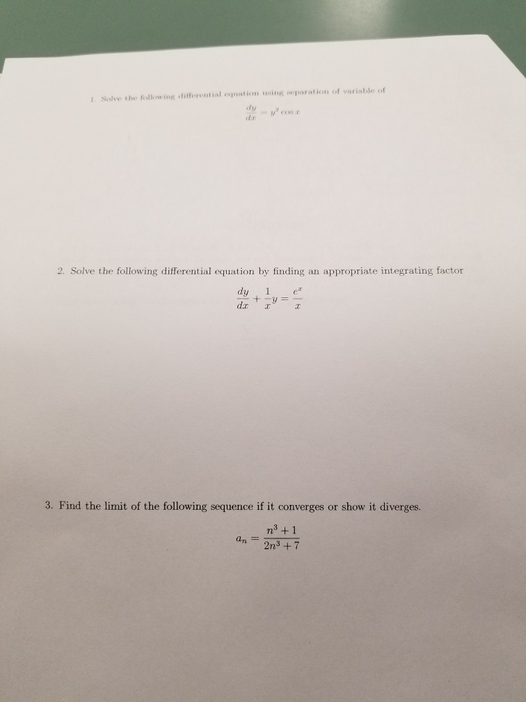 Solved 1. Solve the following differential equation using | Chegg.com