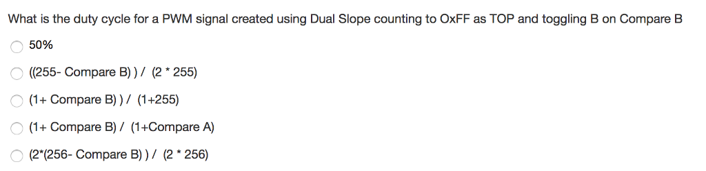Solved What is the duty cycle for a PWM signal created using | Chegg.com
