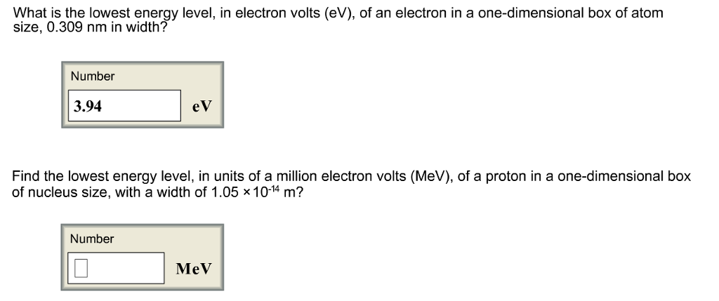 Solved What is the lowest energy level, in electron volts | Chegg.com