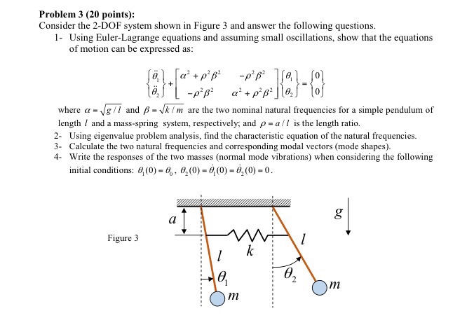 Solved Consider the 2-DOF system shown in Figure 3 and | Chegg.com Solved Consider the 2-DOF system shown in Figure 3 and | Chegg.com