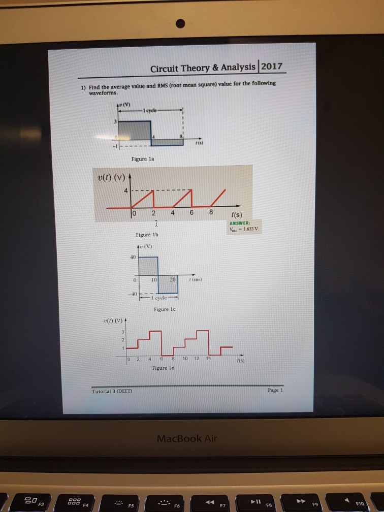Solved Find the average value and RMS (root mean square) | Chegg.com