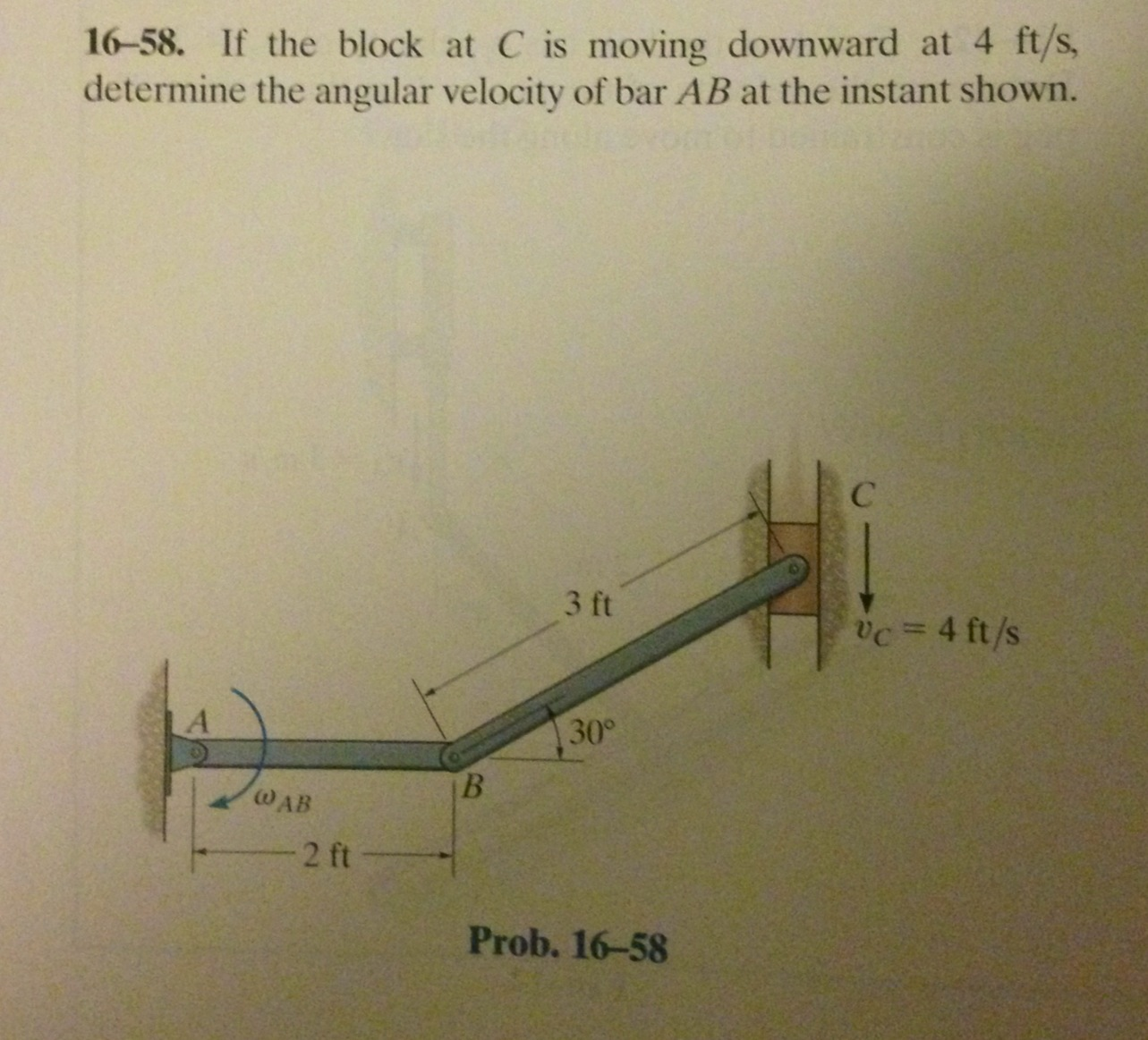 Solved If the block at C is moving downward at 4 ft/s, | Chegg.com