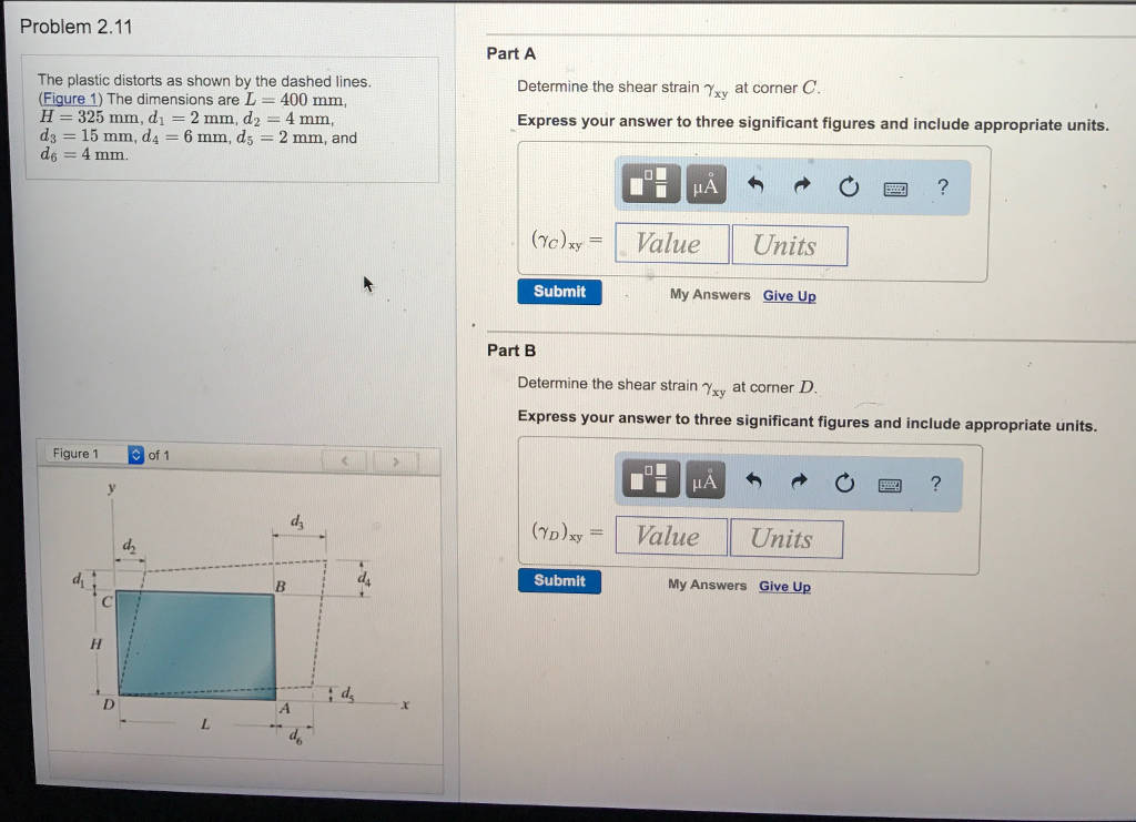 Solved The plastic distorts as shown by the dashed lines. | Chegg.com