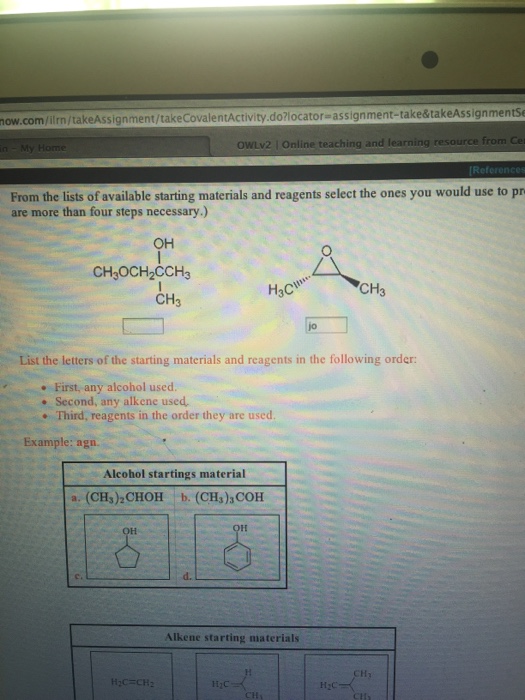 Solved From the lists of available starting materials and | Chegg.com