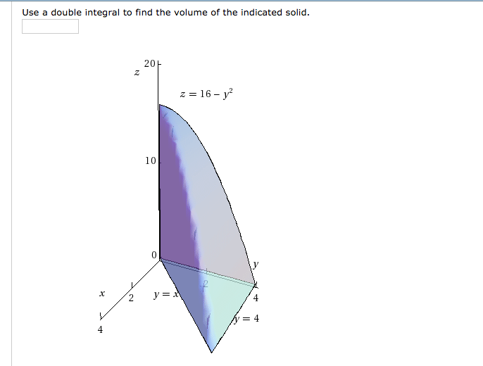 Solved Use a double integral to find the volume of the | Chegg.com