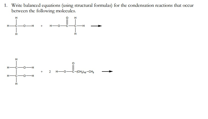 Solved Write balanced equations (using structural formulas) | Chegg.com