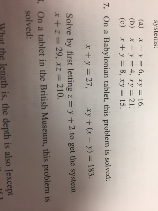 Solved On a Babylonian tablet, this problem is solved: x + | Chegg.com