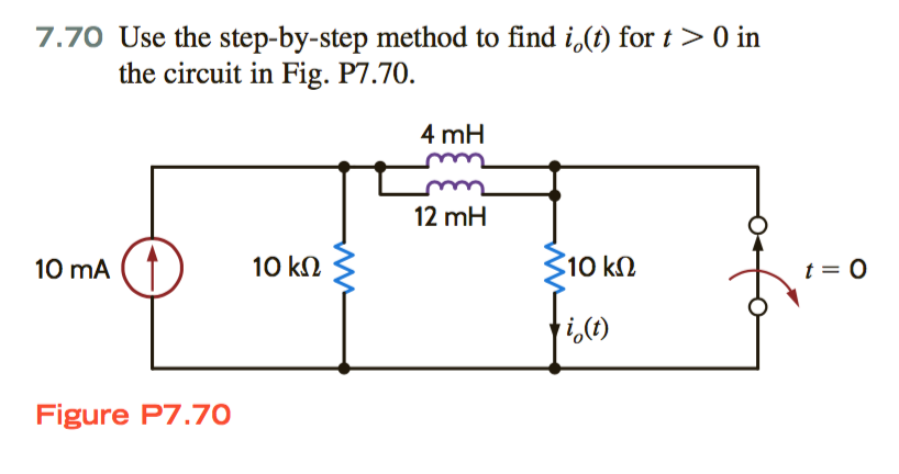 Solved Use the step-by-step method to find i_o(t) for t > 0 | Chegg.com