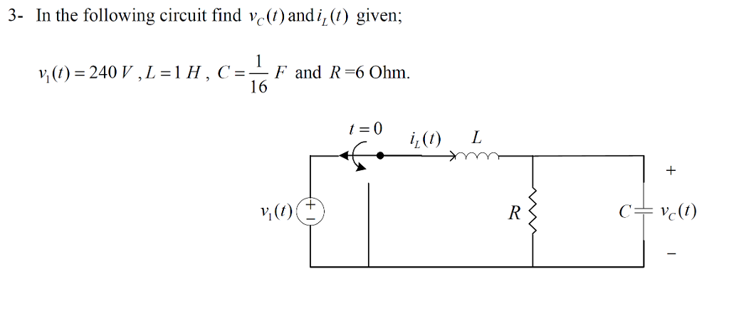 Solved In the following circuit find v_c (t) and i_L (t) | Chegg.com
