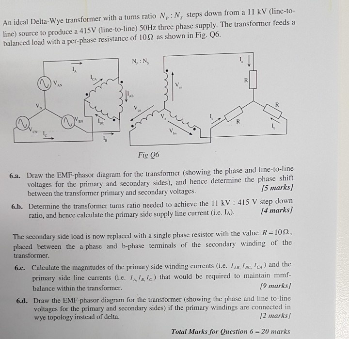 Solved An ideal Delta-Wye transformer with a turns ratio | Chegg.com