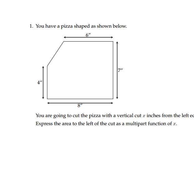Solved You have a pizza shaped as shown below. You are | Chegg.com
