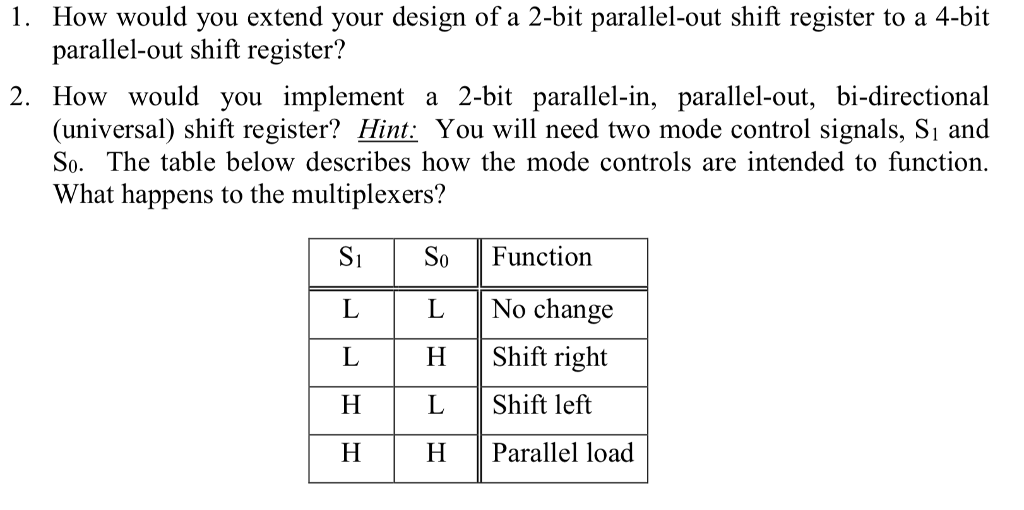 Solved 1. How would you extend your design of a 2-bit | Chegg.com