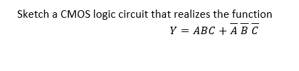 Solved Sketch a CMOS logic circuit that realizes the | Chegg.com