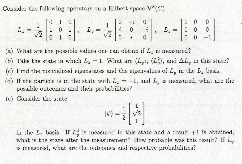 Solved Consider the following operators on a Hilbert space | Chegg.com