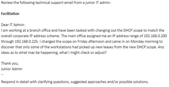Solved Review the following technical support email from a | Chegg.com