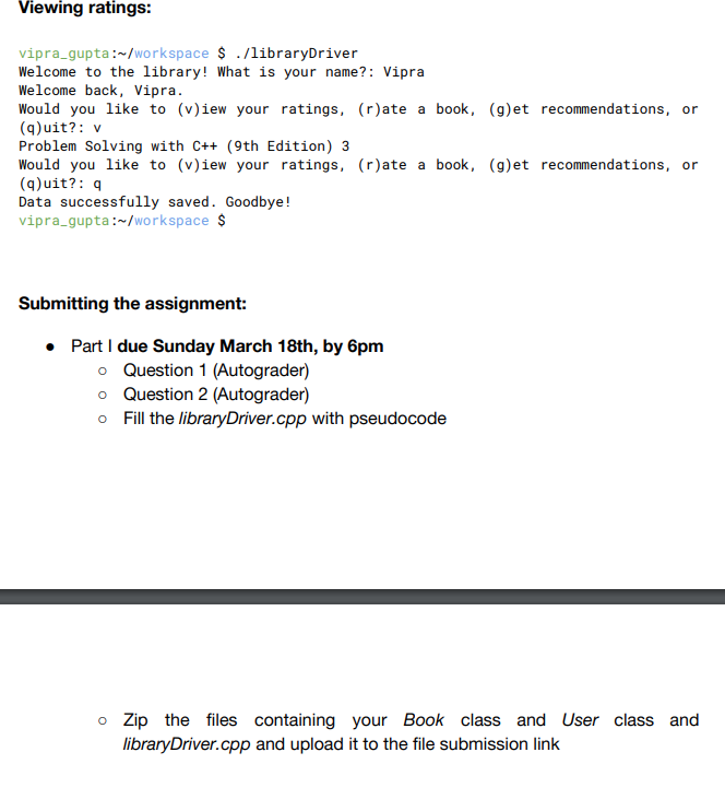 Next week, you will have to write a class Library and | Chegg.com
