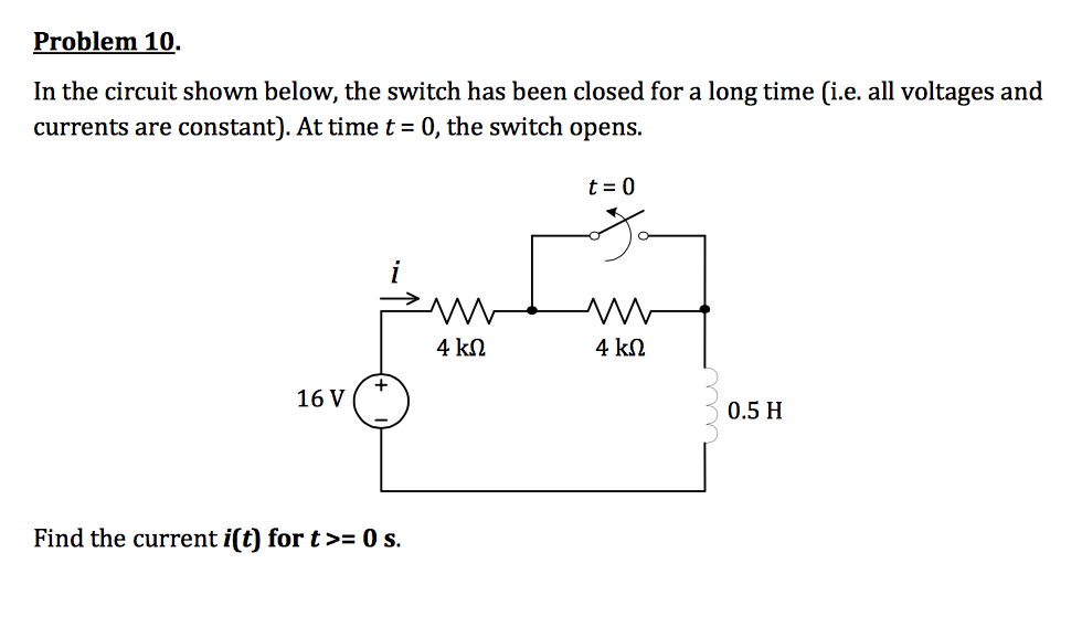 Solved In the circuit shown below, the switch has been | Chegg.com