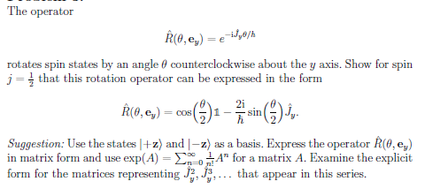Solved The operator rotates spin states by an angle θ | Chegg.com