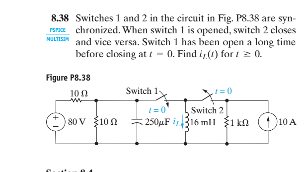 Solved Switches 1 and 2 in the circuit in Fig. P8.38 are | Chegg.com