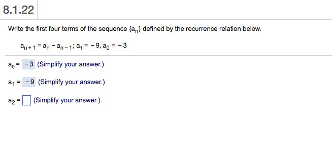 Solved Write The First Four Terms Of The Sequence An