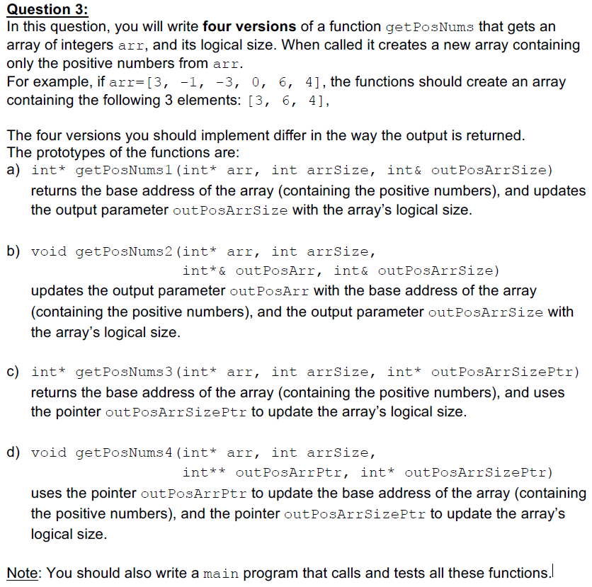 Solved Question 3: In this question, you will write four | Chegg.com