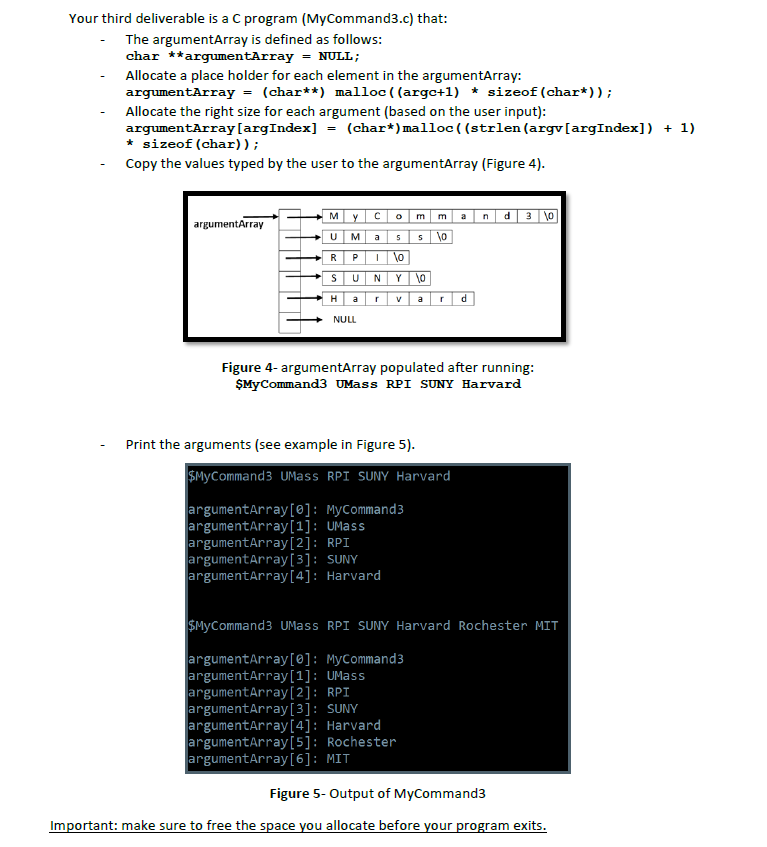 Solved Your third deliverable is a Cprogram (MyCommand3.c) | Chegg.com