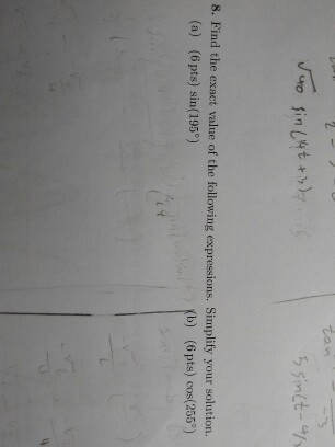 Solved Find the exact value of the following expression. | Chegg.com