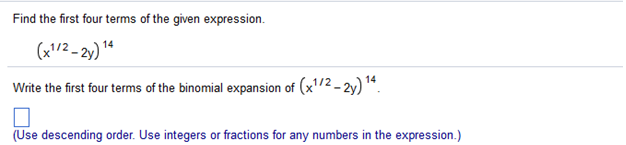 Solved Find the first four terms of the given expression. | Chegg.com