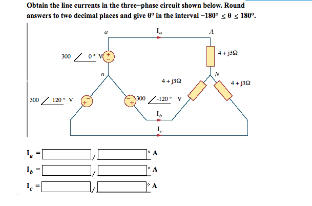 Solved Obtain the line currents in the three-phase circuit | Chegg.com