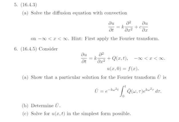 Solved Solve the diffusion equation with convection partial | Chegg.com