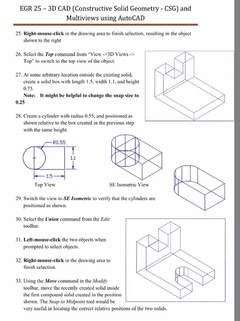 Solved EGR 25 - 3D CAD (Constructive Solid Geometry - CSG) | Chegg.com