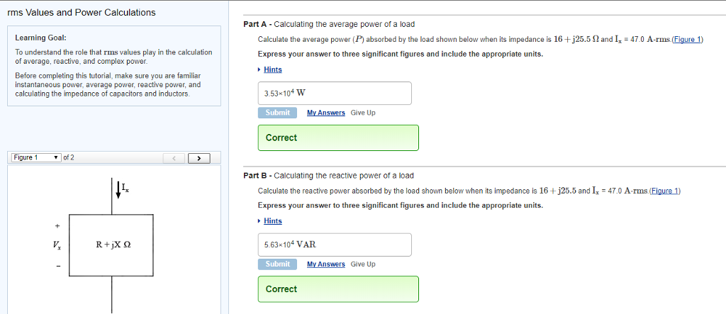 Solved rms Values and Power Calculations Part A - | Chegg.com