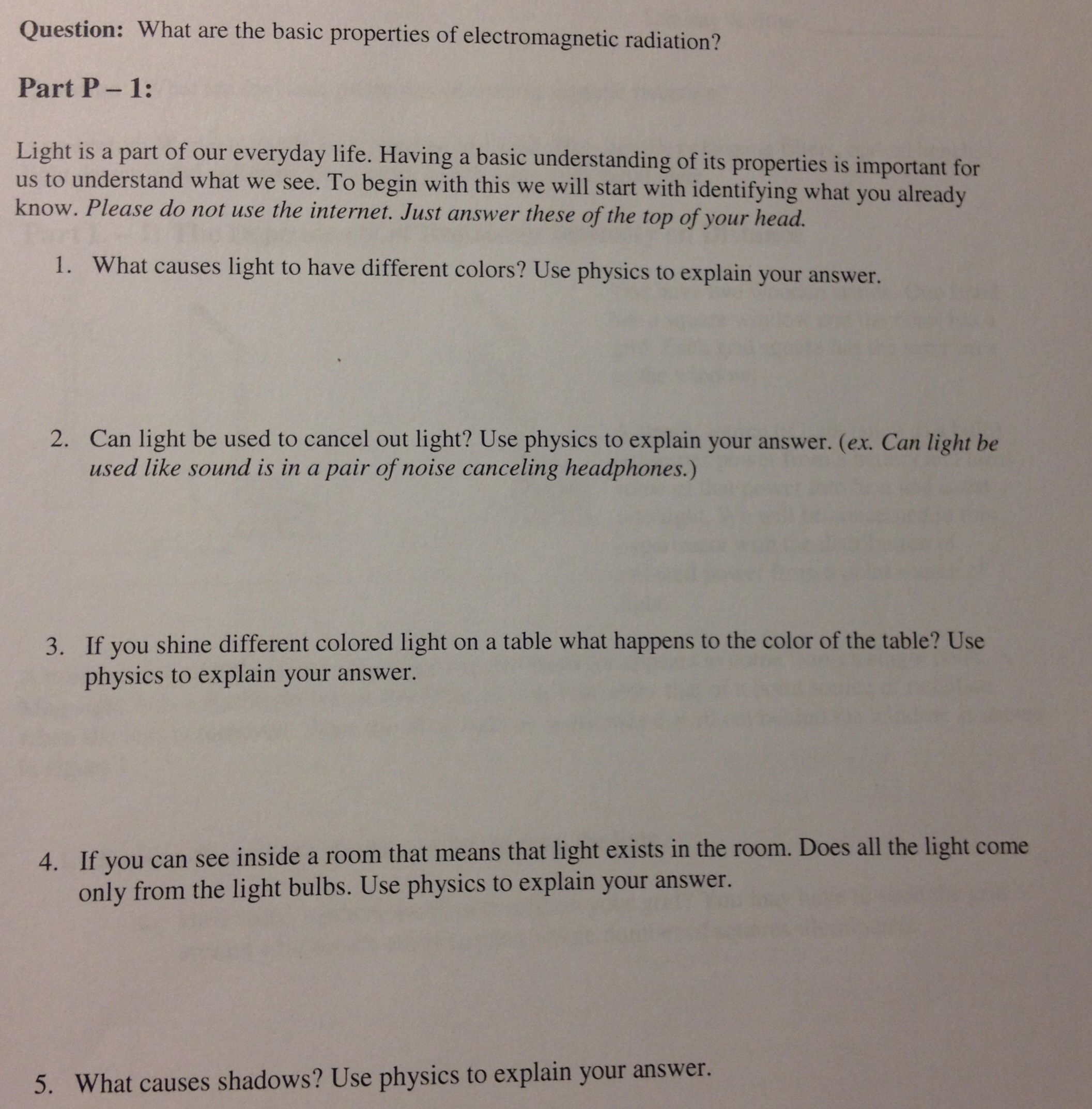 Solved Light is a part of our everyday life. Having a basic | Chegg.com