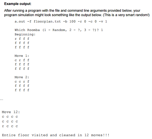 c++ programming for simulation a roomba clean | Chegg.com