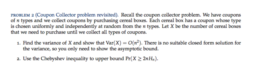 Solved Problem 2 Coupon Collector Problem Revisited