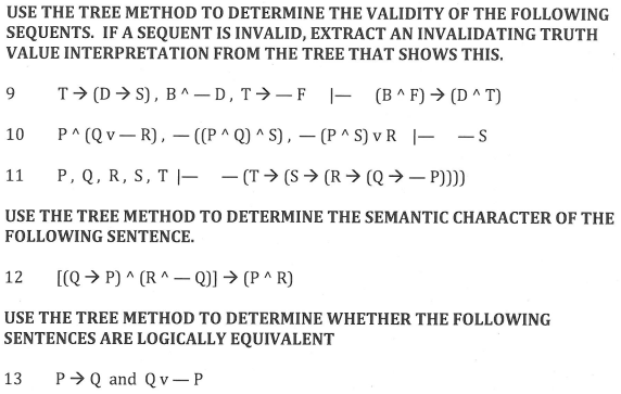 Solved USE THE TREE METHOD TO DETERMINE THE VALIDITY OF THE | Chegg.com