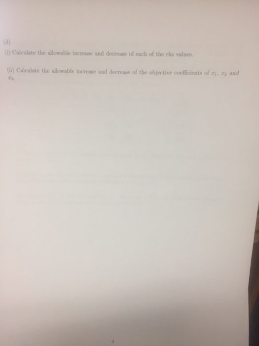 Calculate the allowable increase and decrease of each | Chegg.com