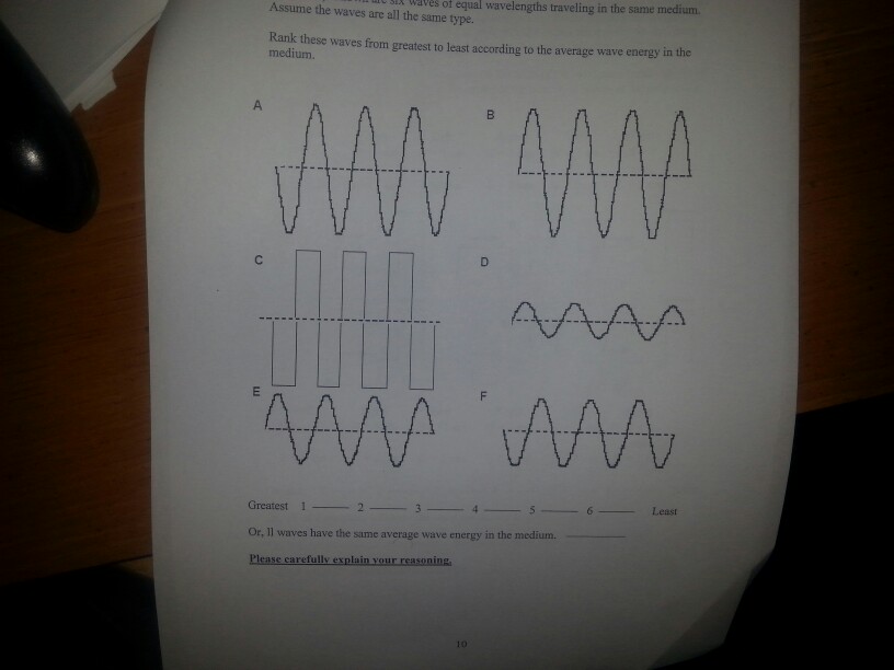 Solved Shown are six waves equal wavelengths traveling in | Chegg.com